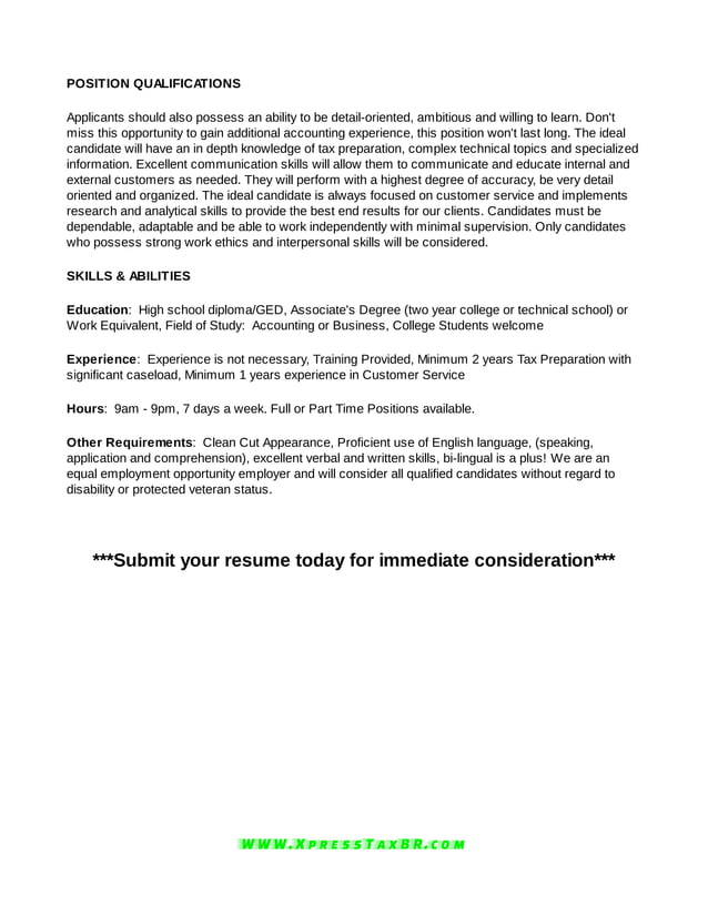 XPRESS JOB DESCRIPTION - Google Docs | PDF