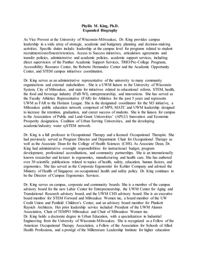 King expanded biography | DOCX