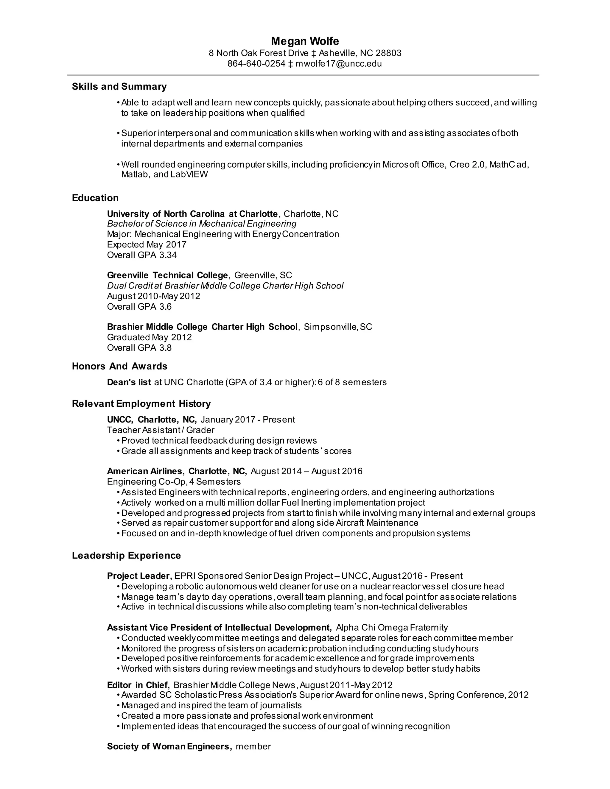 Megan Wolfe Resume PDF Megan Wolfe Resume PDF