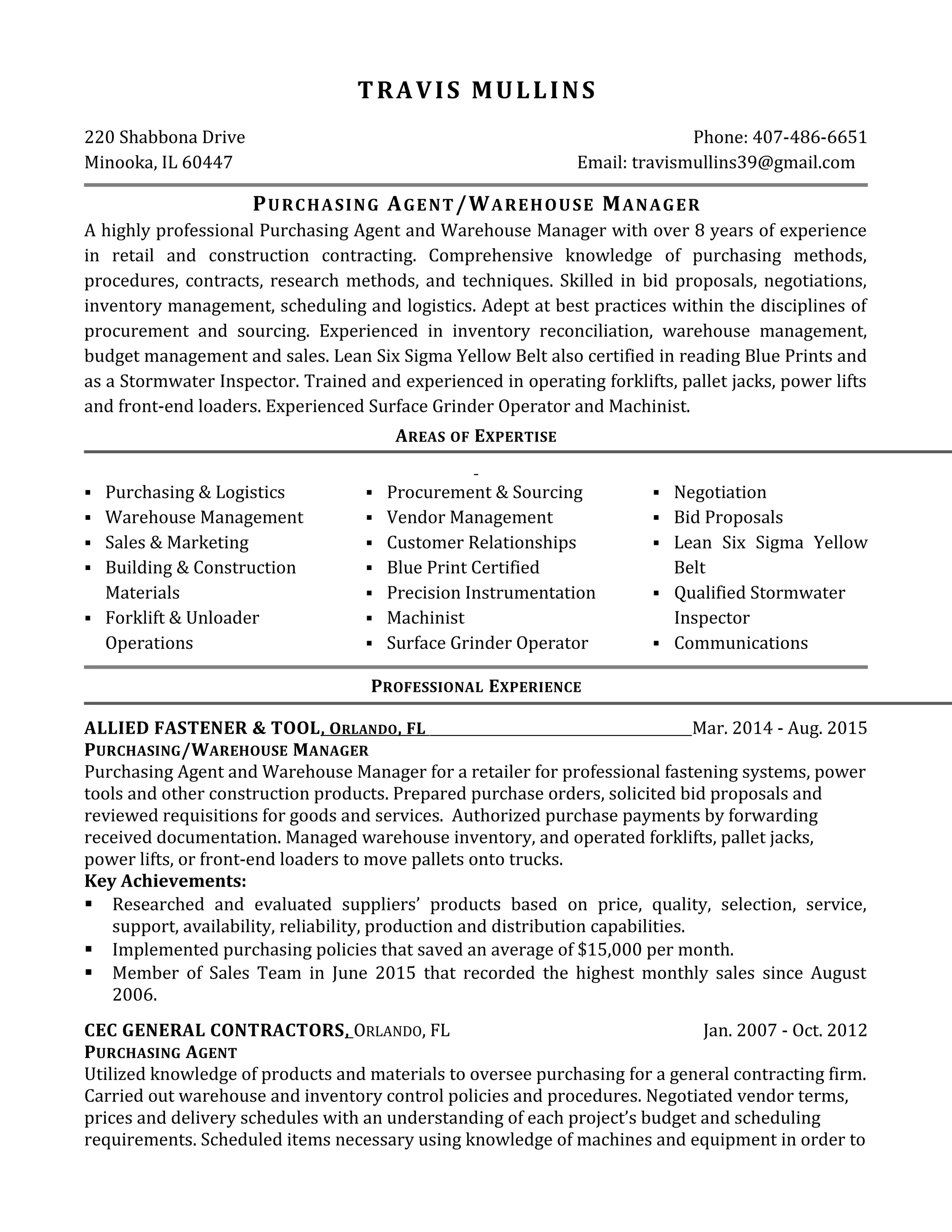 Travis J Mullins Resume' | DOC