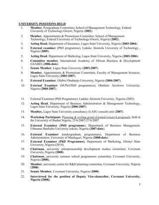 PROF OSUAGWU'S CV CURRENT 2015 | PDF