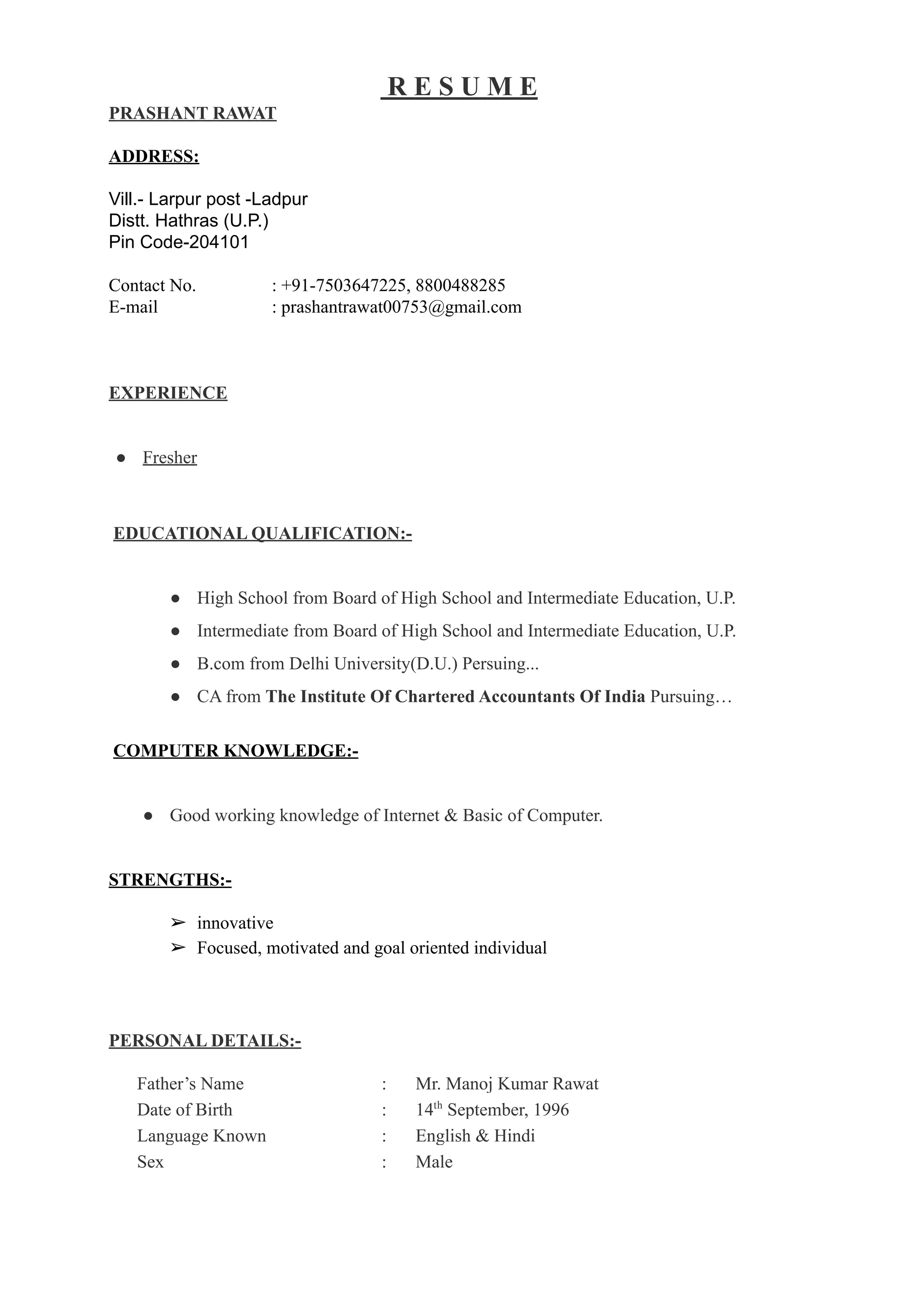 Prashant Rawat - Google Docs | PDF | Education