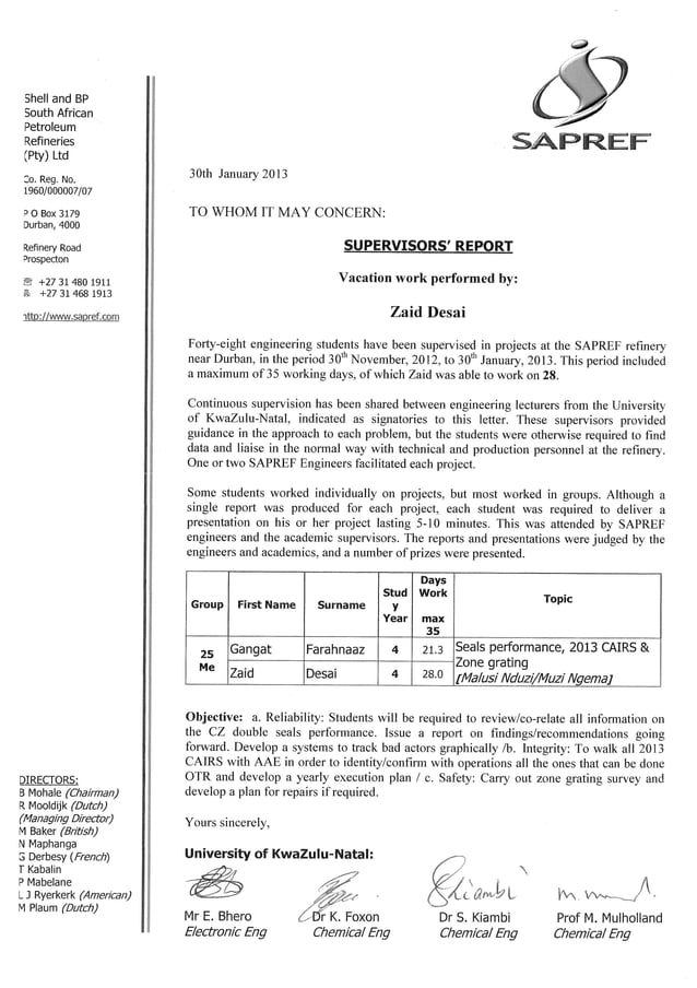 sapref-supervisors report | PDF