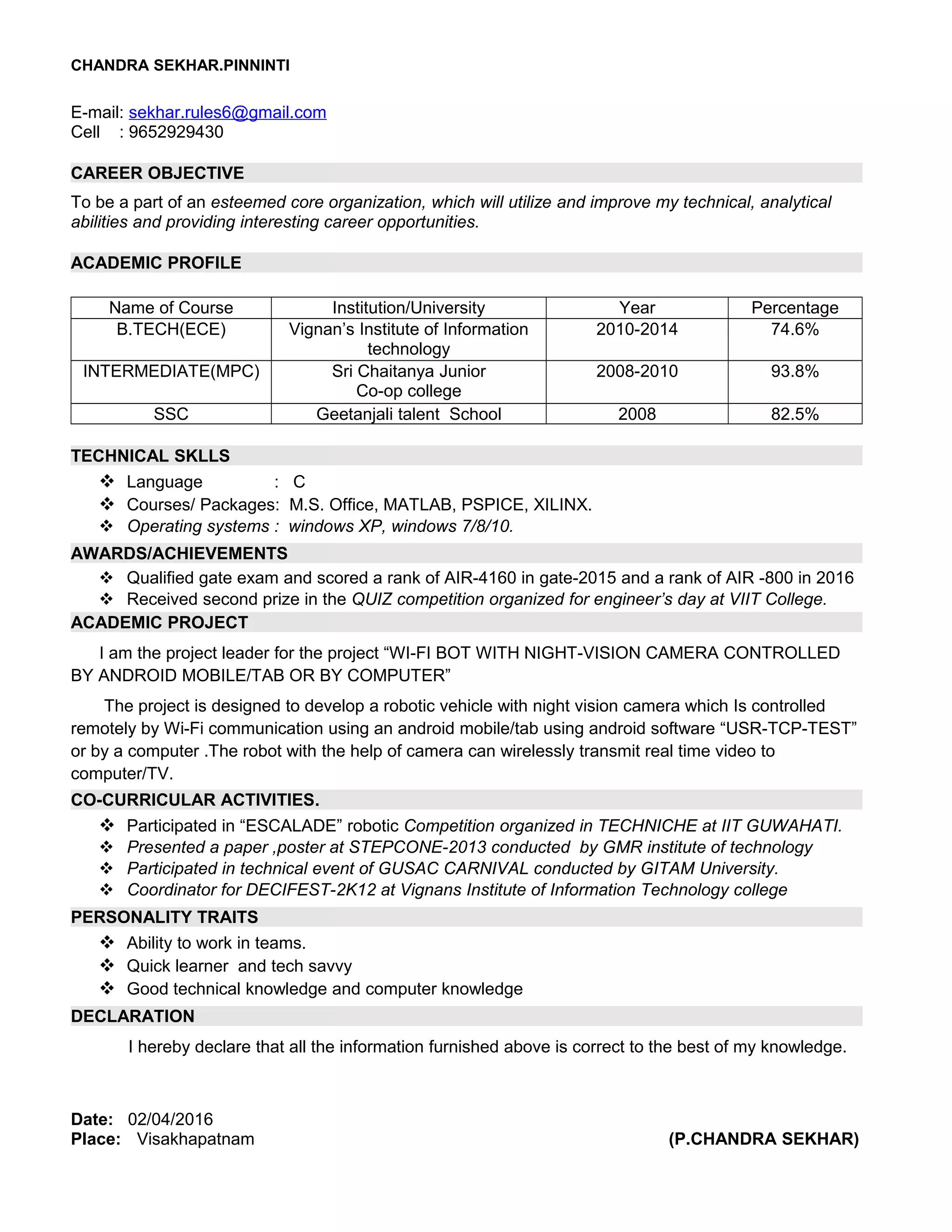 SEKHAR RESUME 2015 (10) | DOC | Operating Systems | Computer Software and Applications
