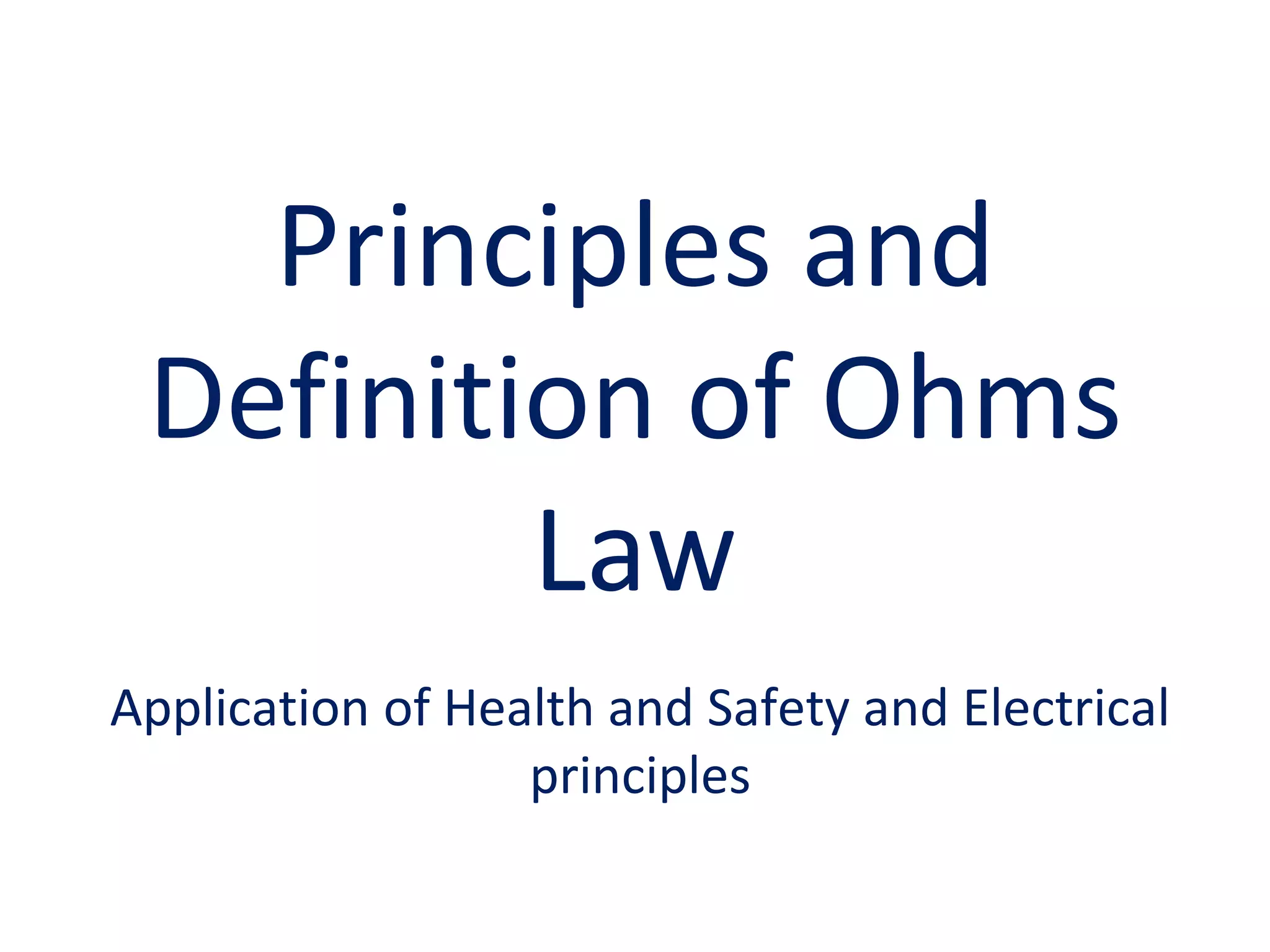 Fairylights...Principles and Definition of Ohms Law | PPTX | Physics ...