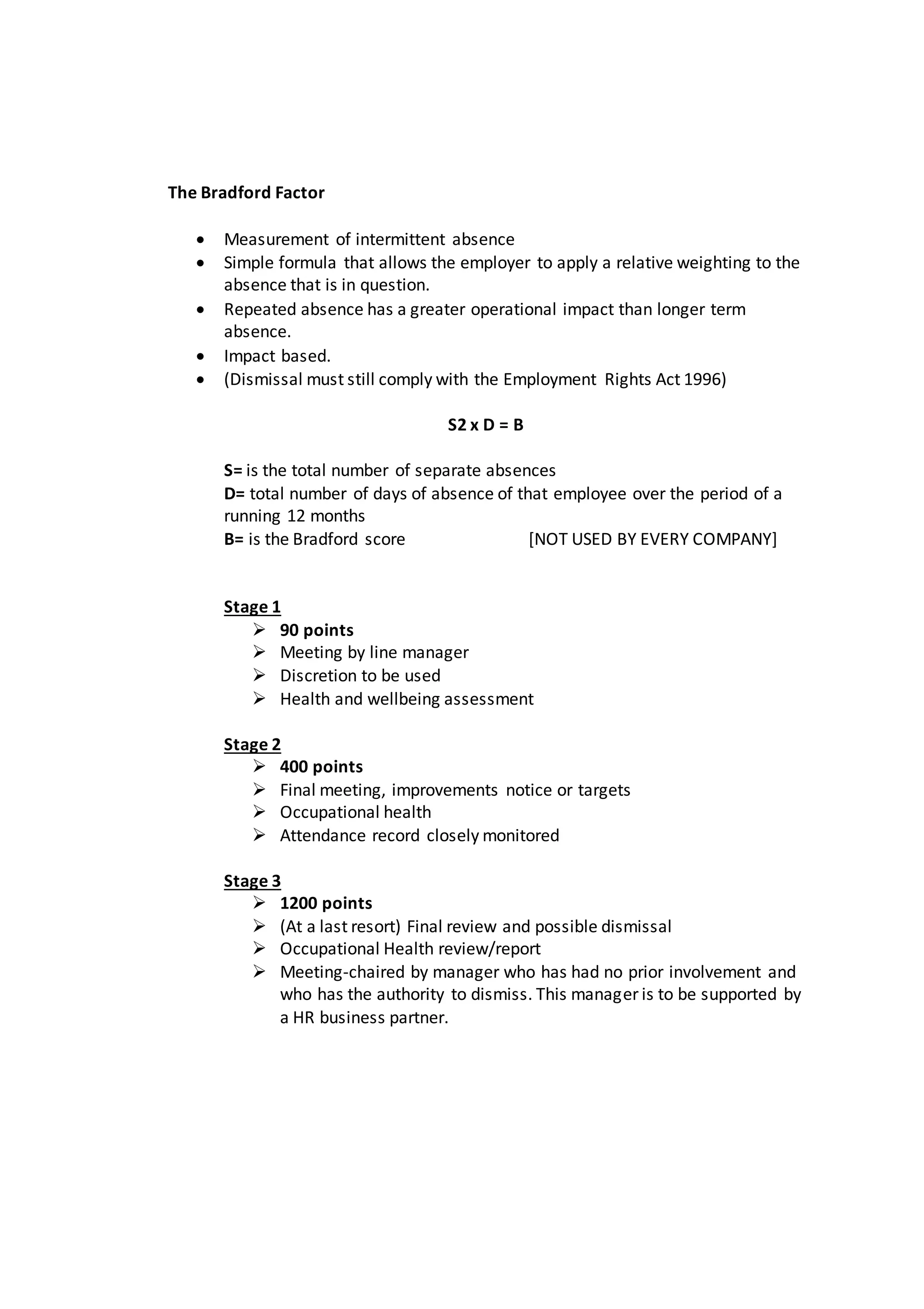 HR WORK EXPERIENCE NOTES POLICIES | DOCX