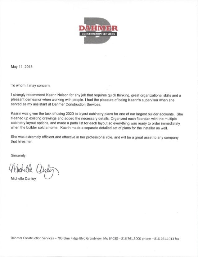 Recommendation letter from DCS