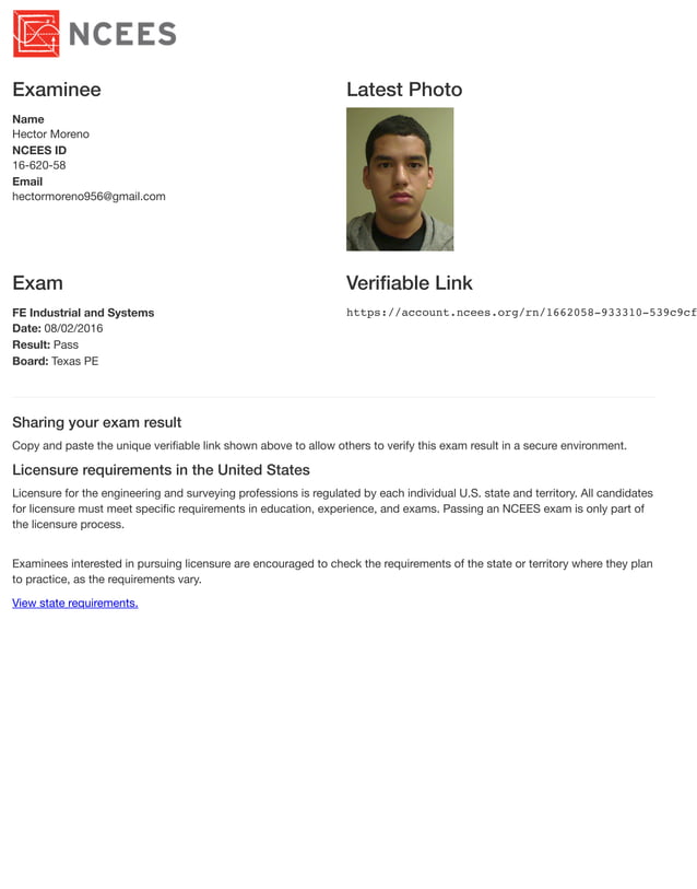 NCEES Result Verification | PDF