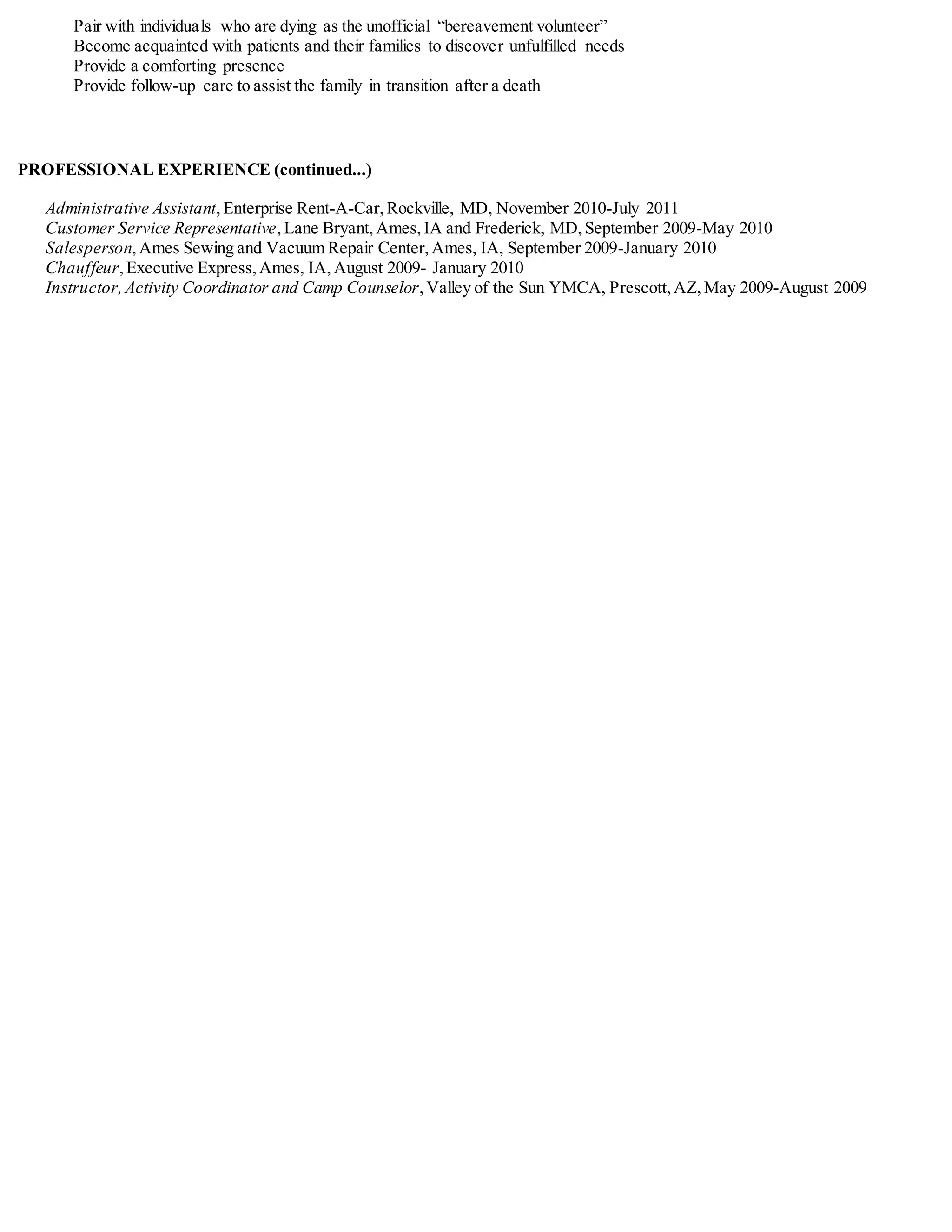 DOCX Carmen Elliott Resume 2016 | DOCX | Bereavement | Family and ...