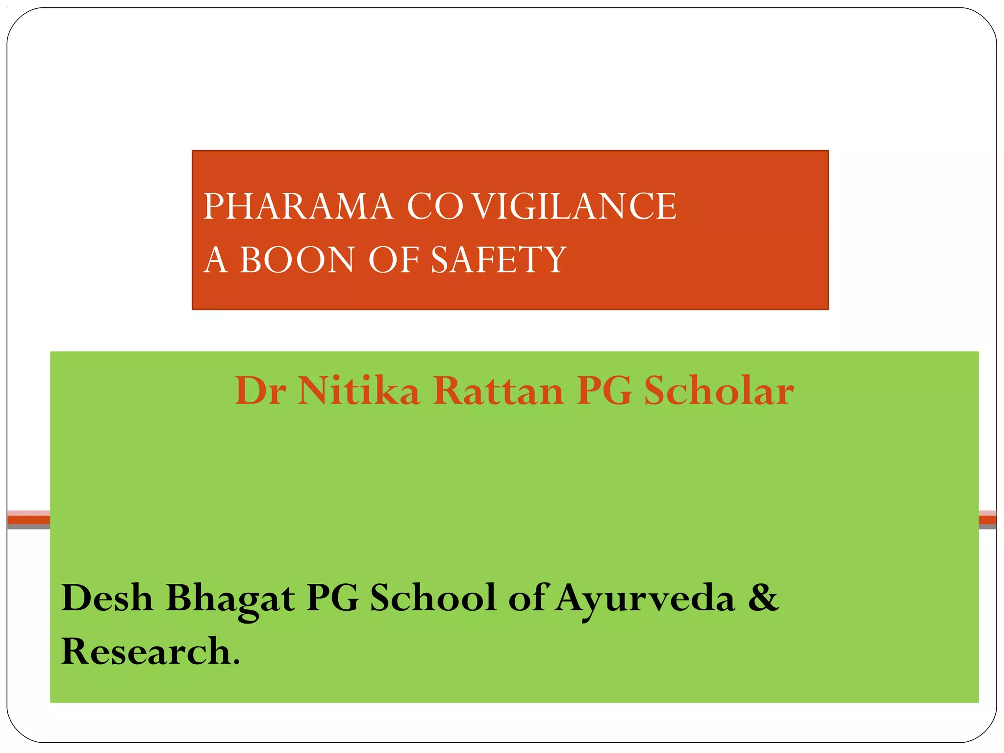 PHARAMA CO VIGILANCE | PPT