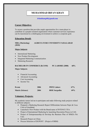 irfan khan cv | PDF