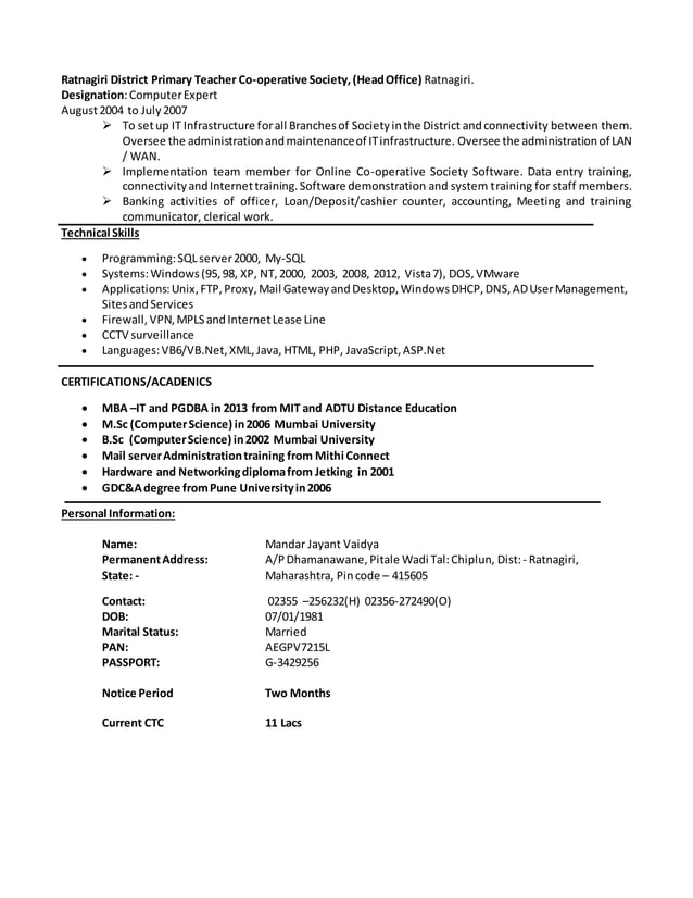 Resume-Mandar | PDF