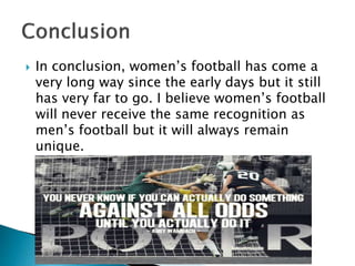 growth of womens football powerpoint | PPTX
