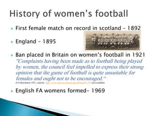 growth of womens football powerpoint | PPTX