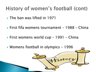 growth of womens football powerpoint | PPTX