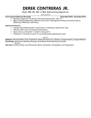 Derek Contreras Resume 2016 | DOCX