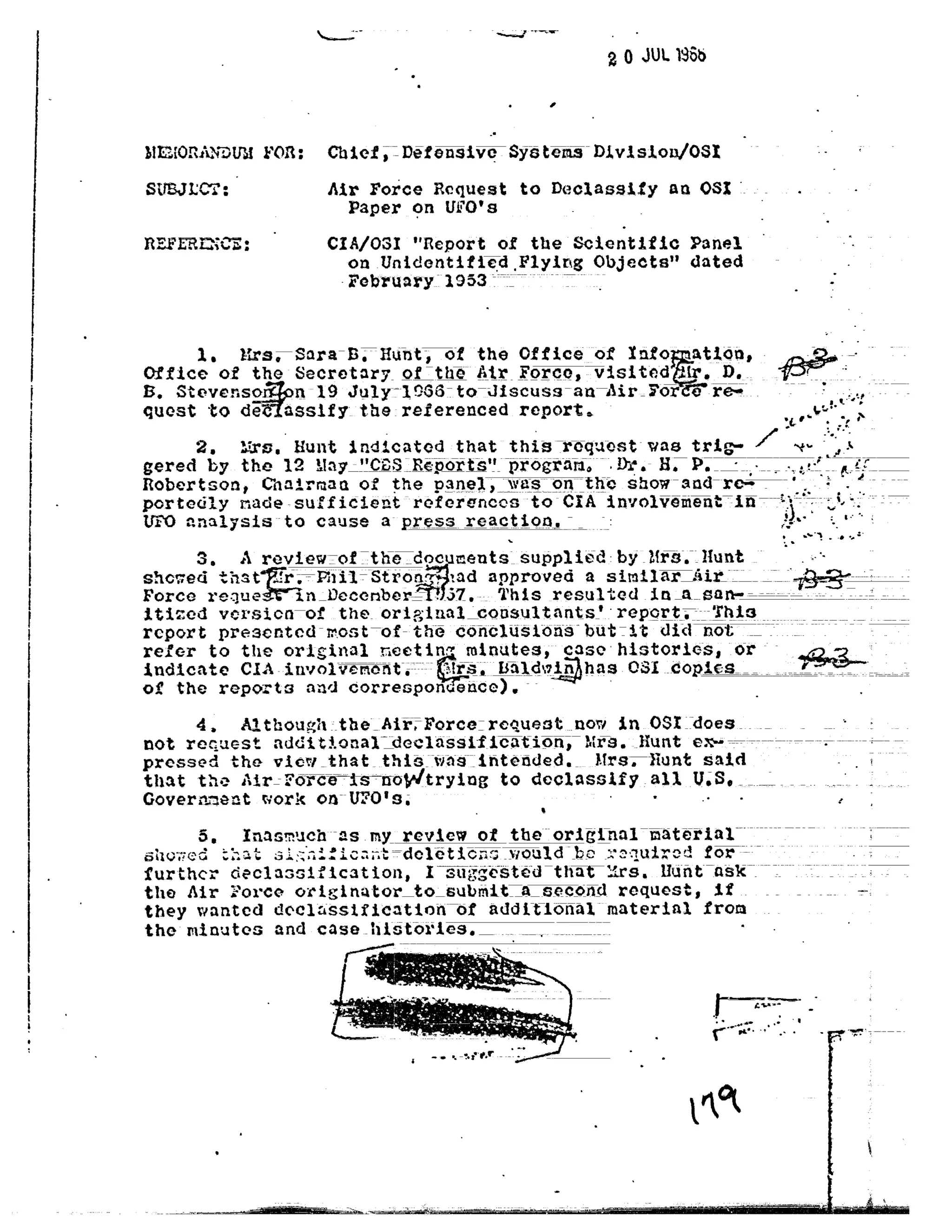 Air force request to declassify an osi paper on ufo's | PDF