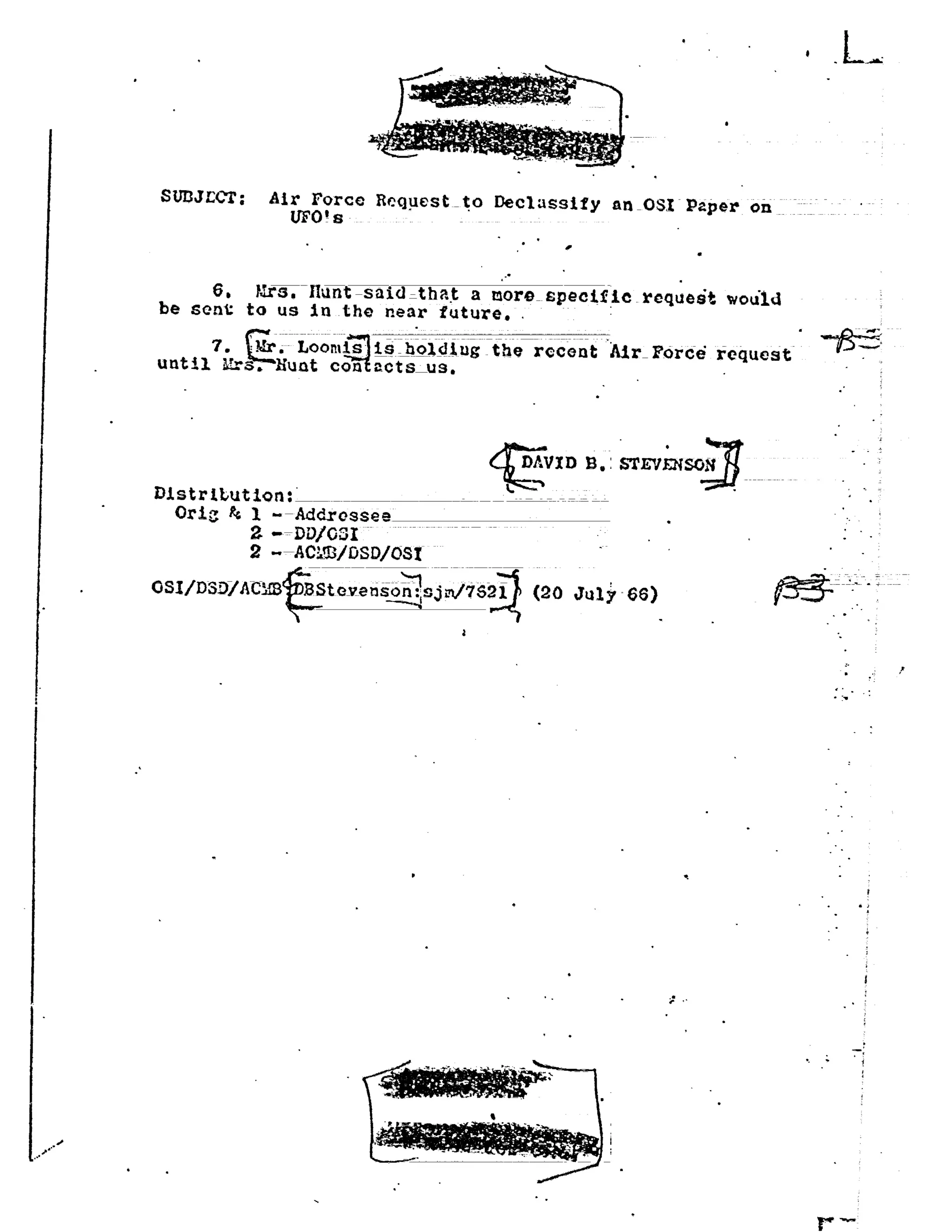 Air force request to declassify an osi paper on ufo's | PDF