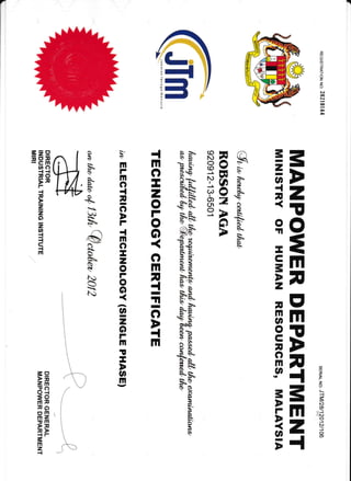 ELECTRICAL CERTIFICATE LEVEL 1,2,3 | PDF