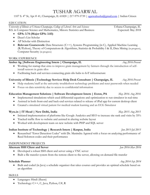 Tushar Agarwal Resume | PDF