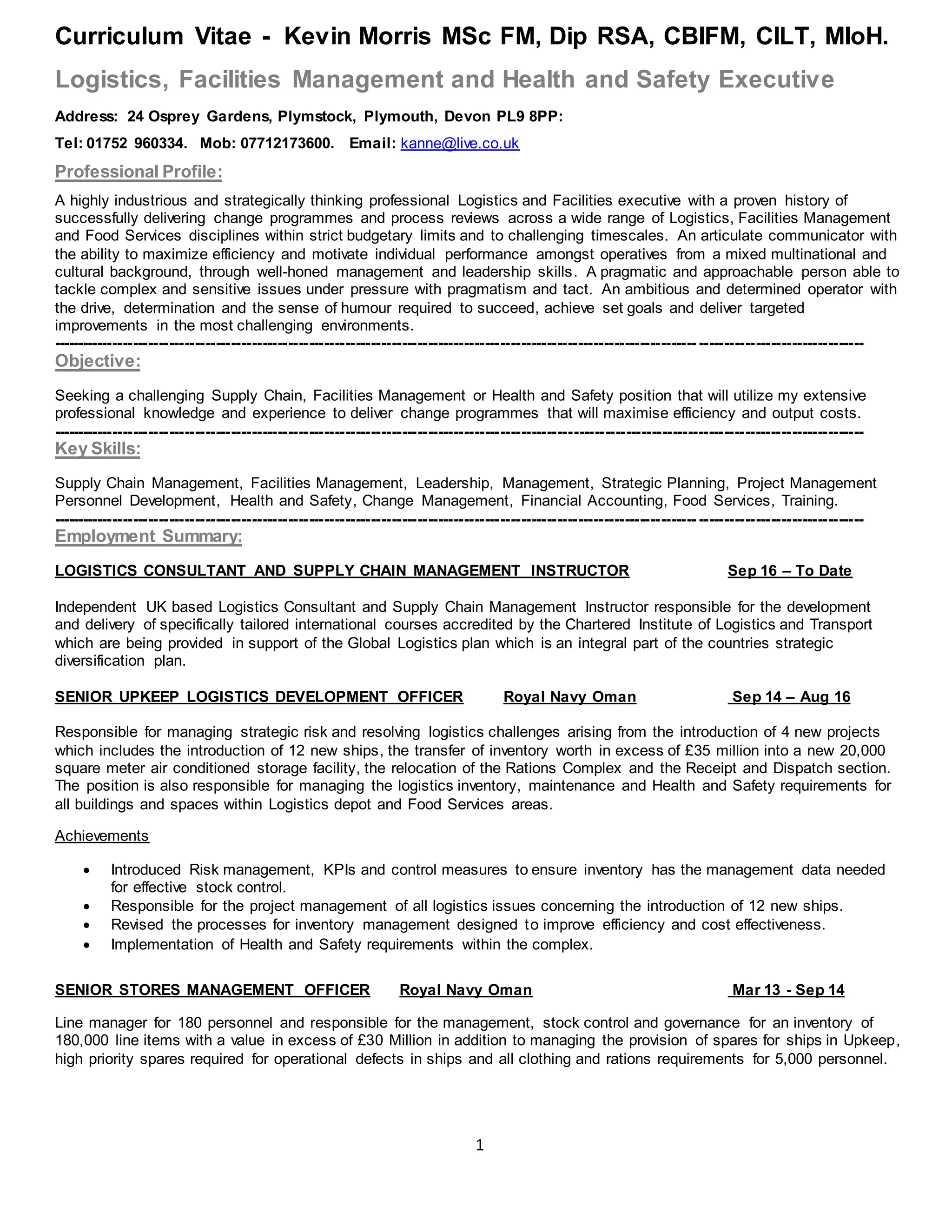 Kevin Morris CV SC | PDF | Free Download