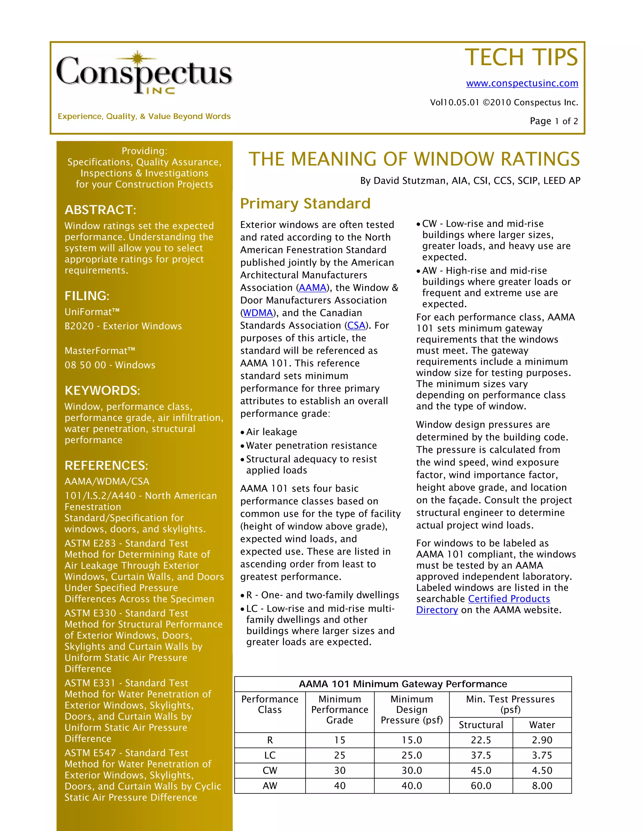TECH TIP Meaning of Window Ratings | PDF