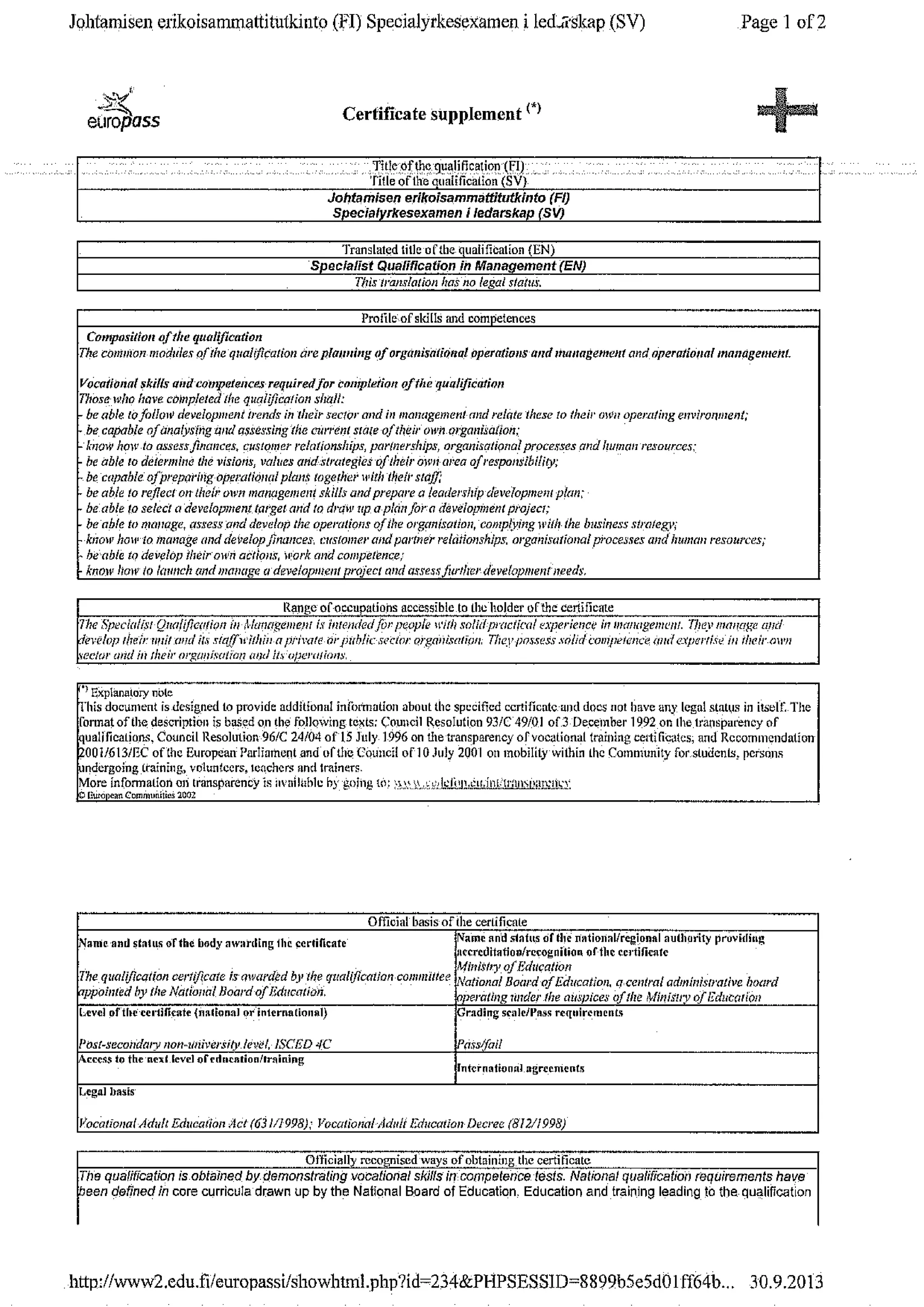 JEAT exam certificate Paivi Ellonenpdf | PDF