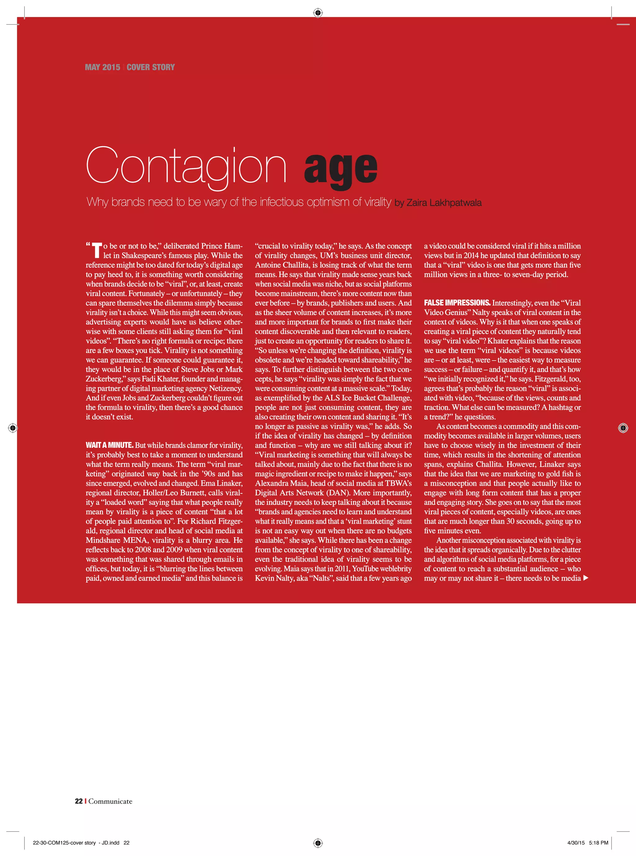 Why things go viral? - Cover Story on Communicate Middle East | PDF