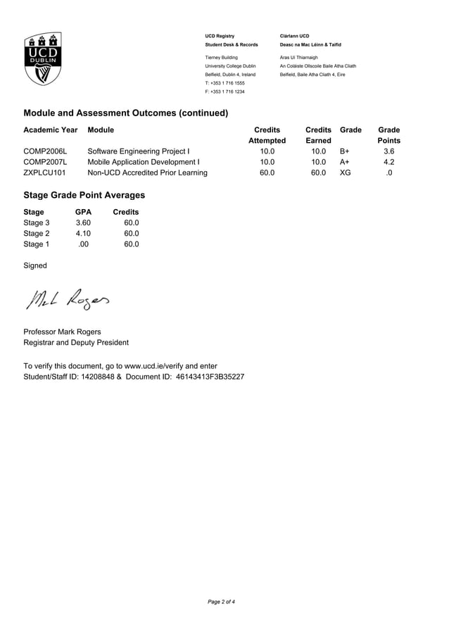 Academic Transcript | PDF | College Education | Education