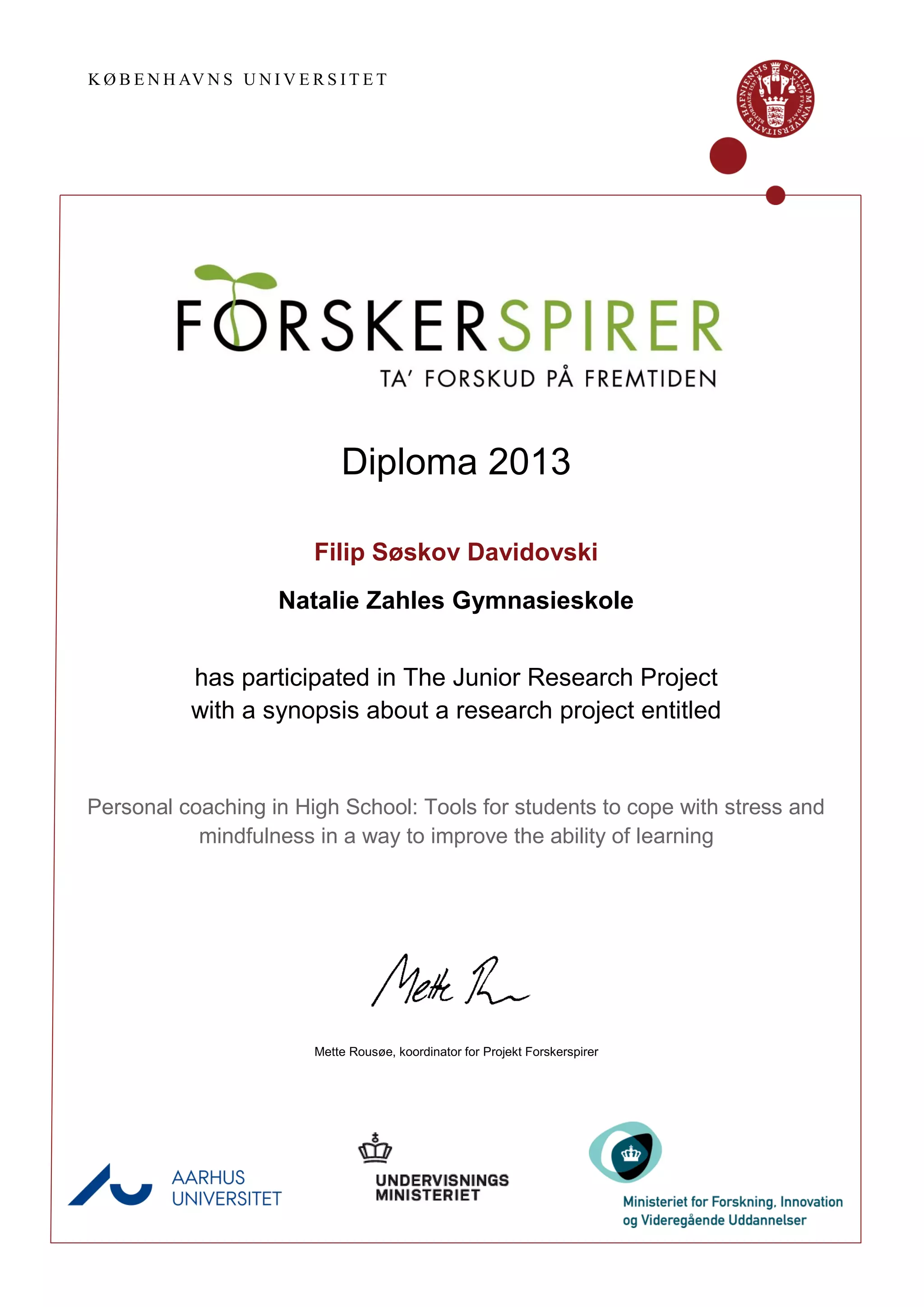 Projekt Forskerspire ENGLISH - Filip Søskov Davidovski | PDF