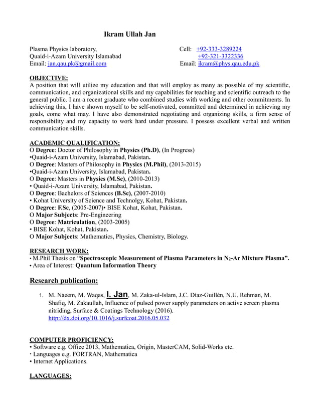 Ikram Ullah Jan-cv (2) | PDF