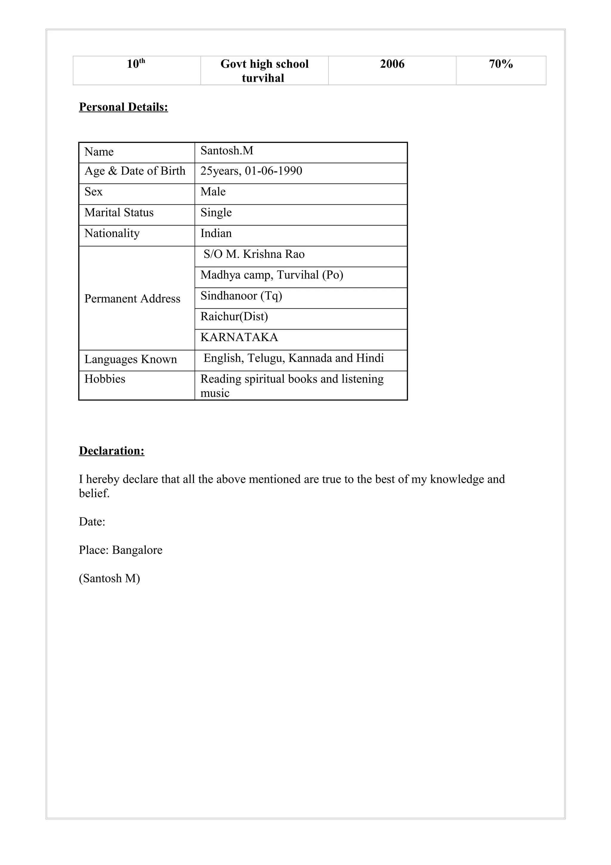 Santosh Resume new | PDF