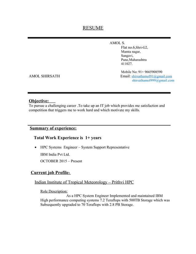 Best Resume Amol PDF