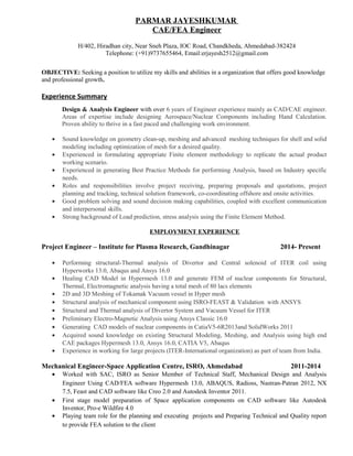 Jayesh_CAE_FEA_Engineer1 | DOC