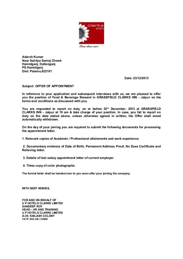 Offer Letter - Adarsh Kumar Offer Letter - Adarsh Kumar