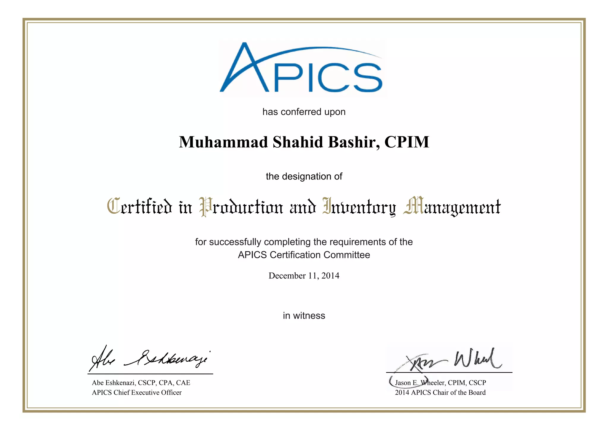 Muhammad Shahid Bashir CPIM | PPT