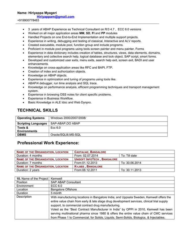 Hiriyappa SAP ABAP | DOC | Computer Software and Applications | Computing