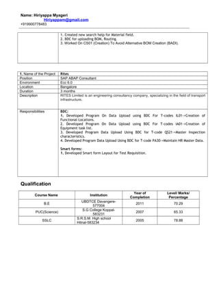 Hiriyappa SAP ABAP | DOC | Computer Software and Applications | Computing