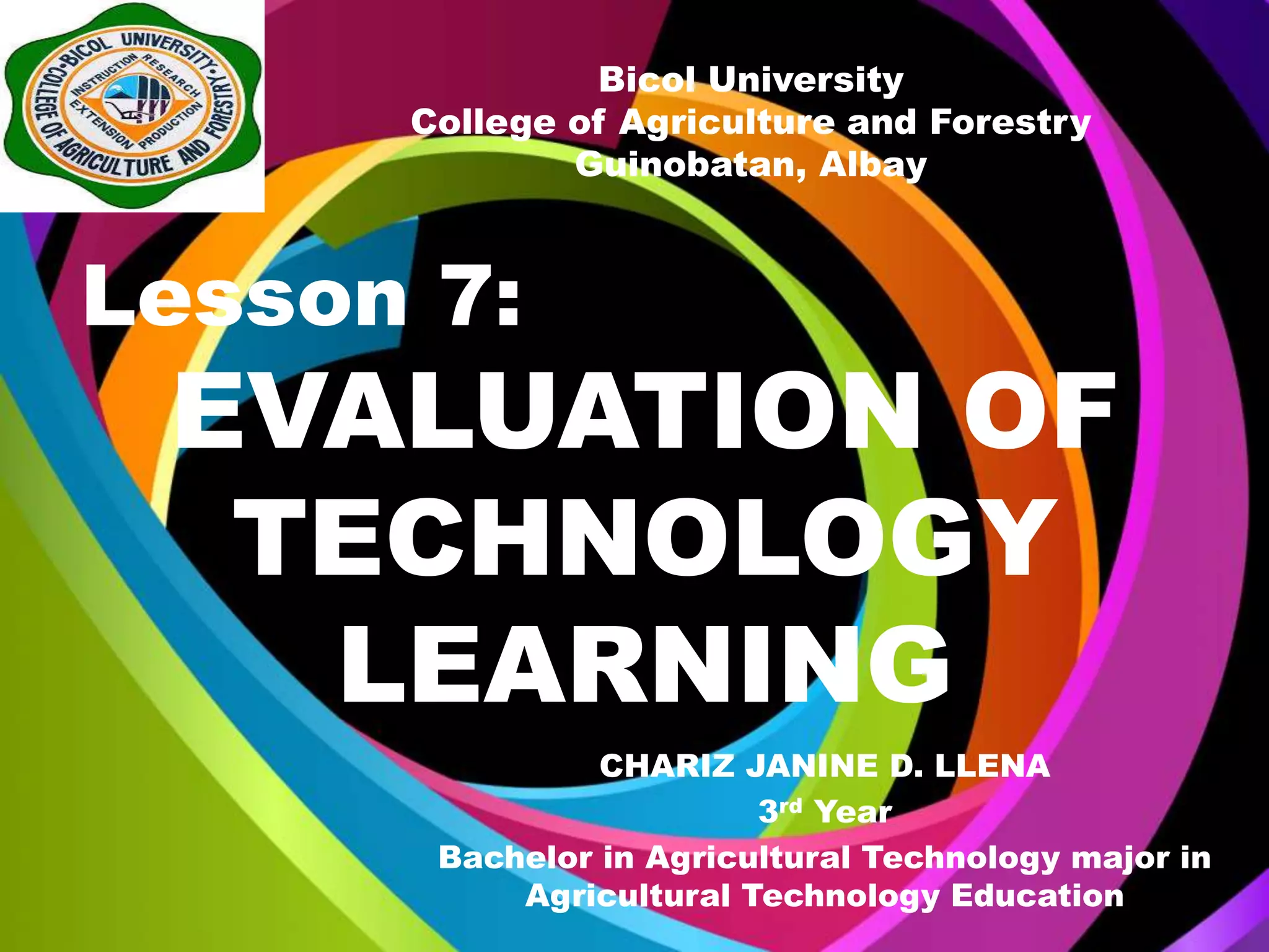 L7; Evaluation of technology learning (revised) | PPT