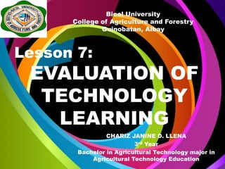 L7; Evaluation of technology learning (revised) | PPT | Free Download