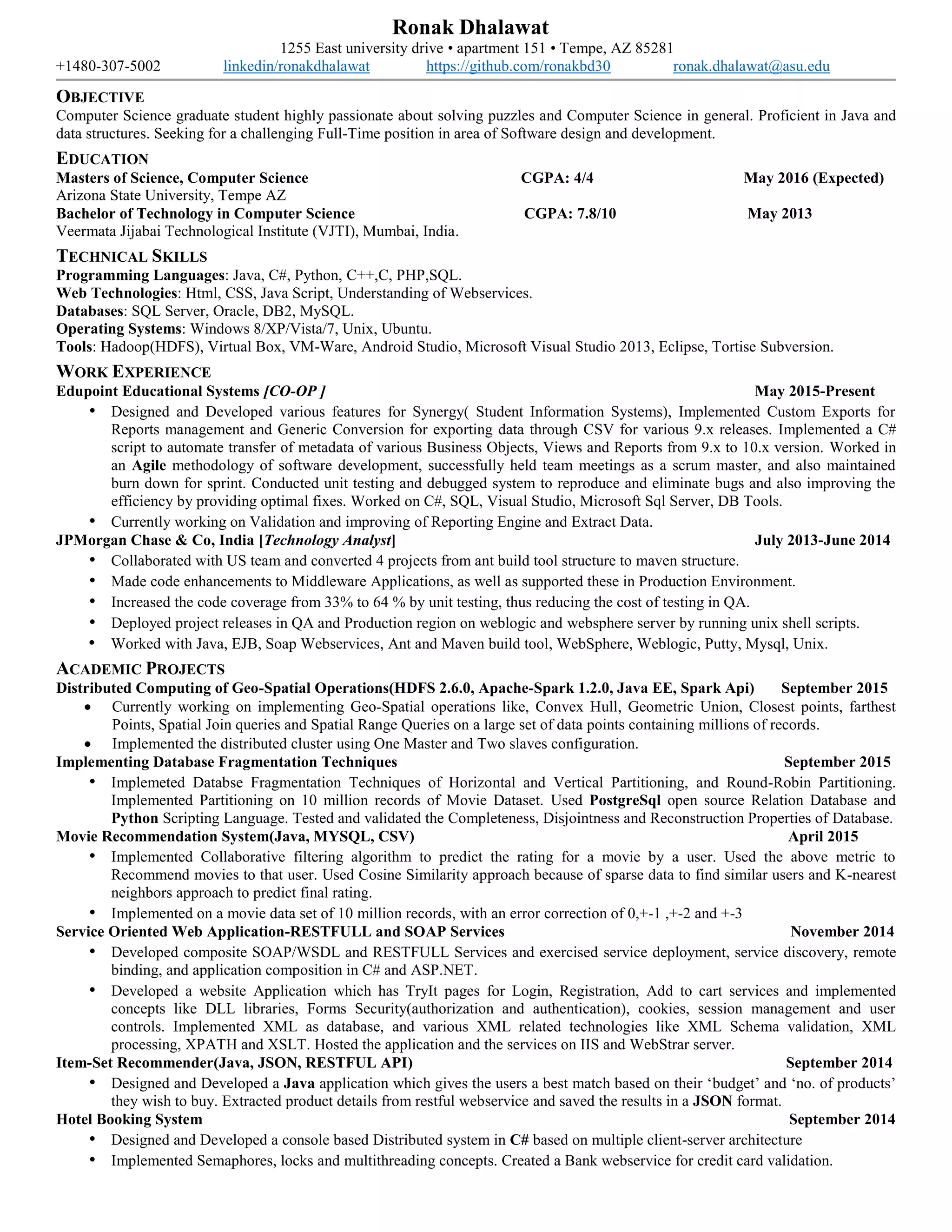 Resume_Ronak Dhalawat | PDF