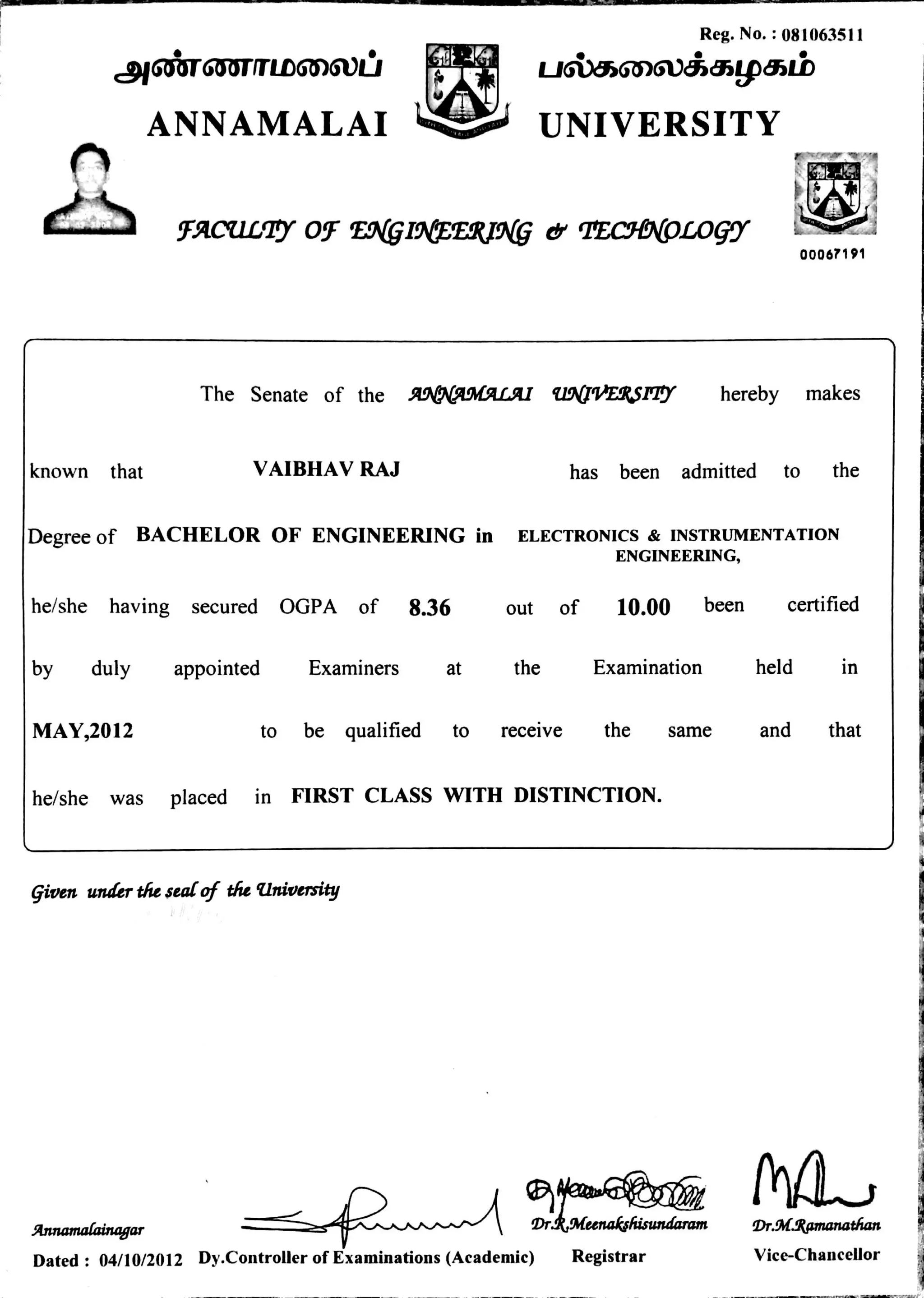 Degree certificate. | PDF