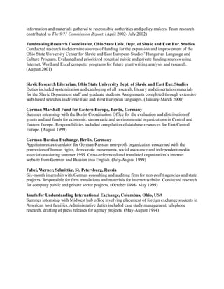 INTERNATIONAL EXPERIENCE- James Pasternak | PDF