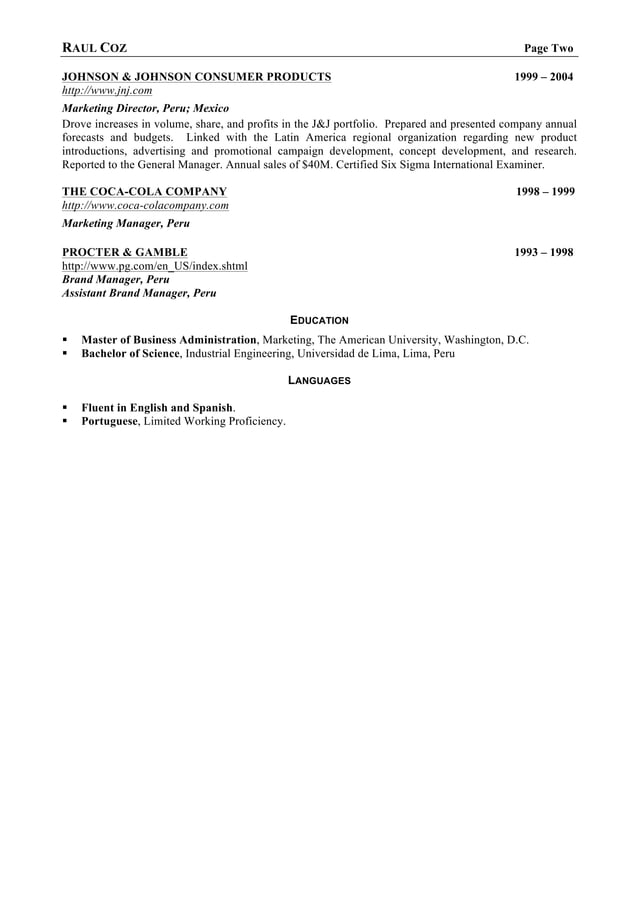 RAUL COZ RESUME Rev 05 2105 | PDF | Business | Business and Finance