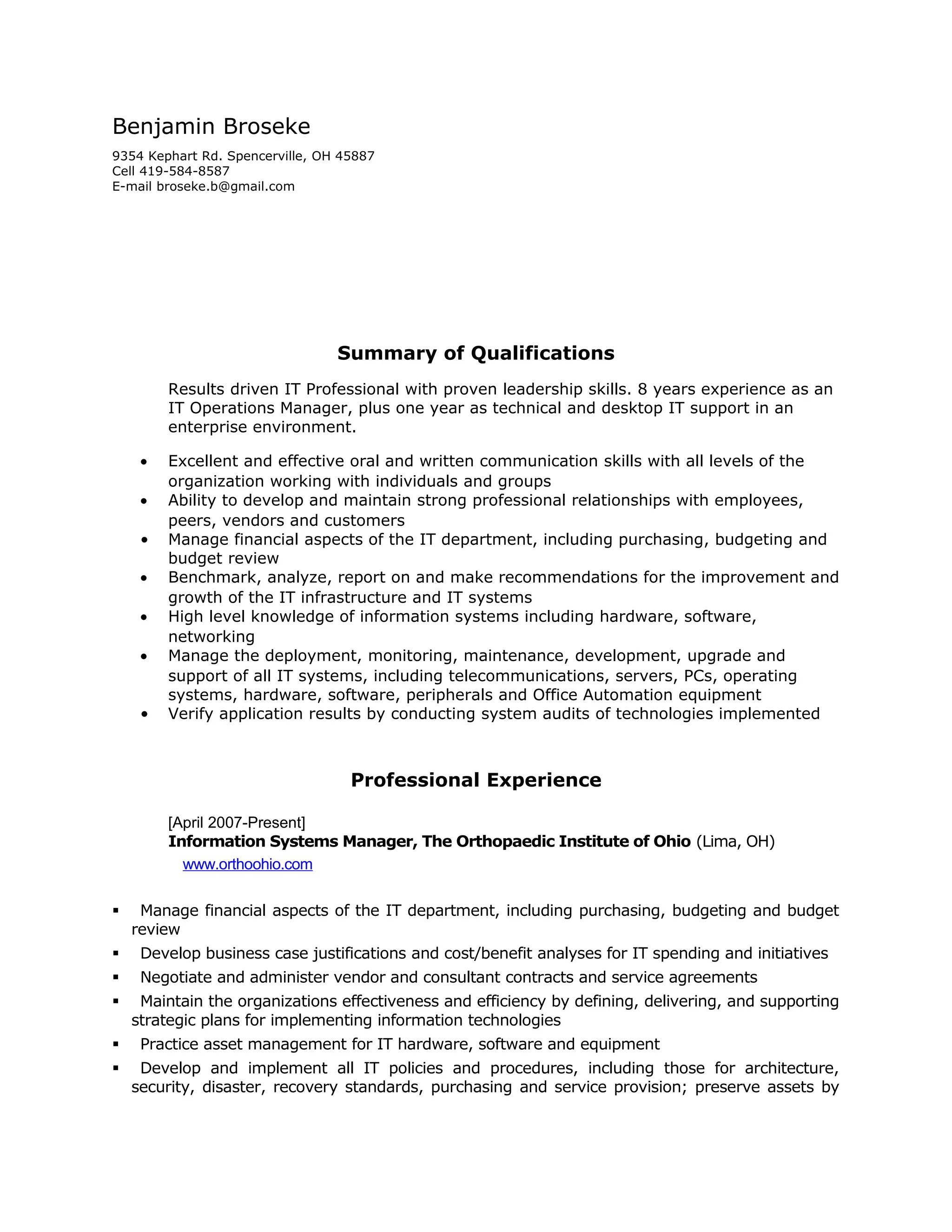 Ben Resume updated 2015 | DOC