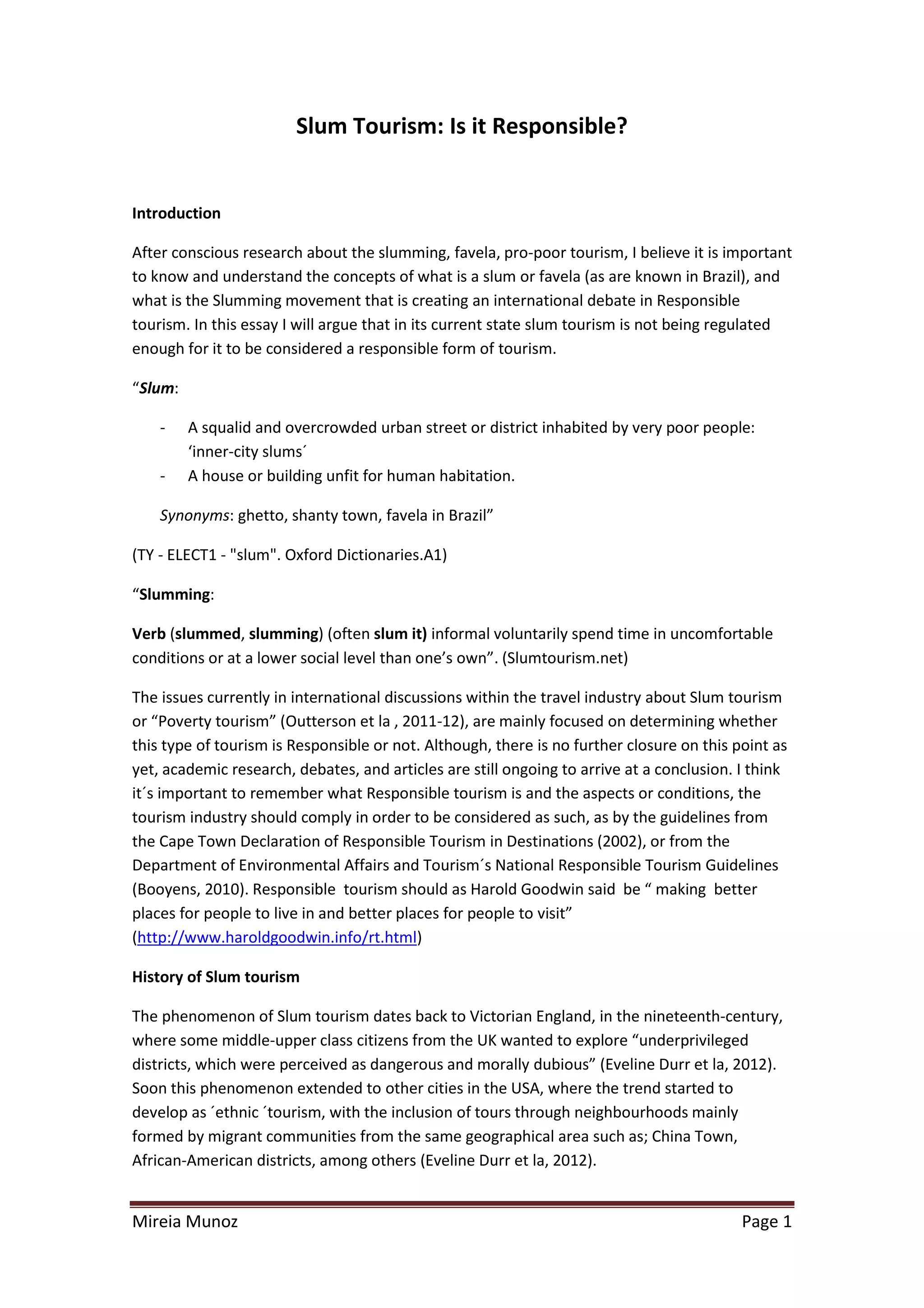 Slum tourism, Is it responsible | PDF