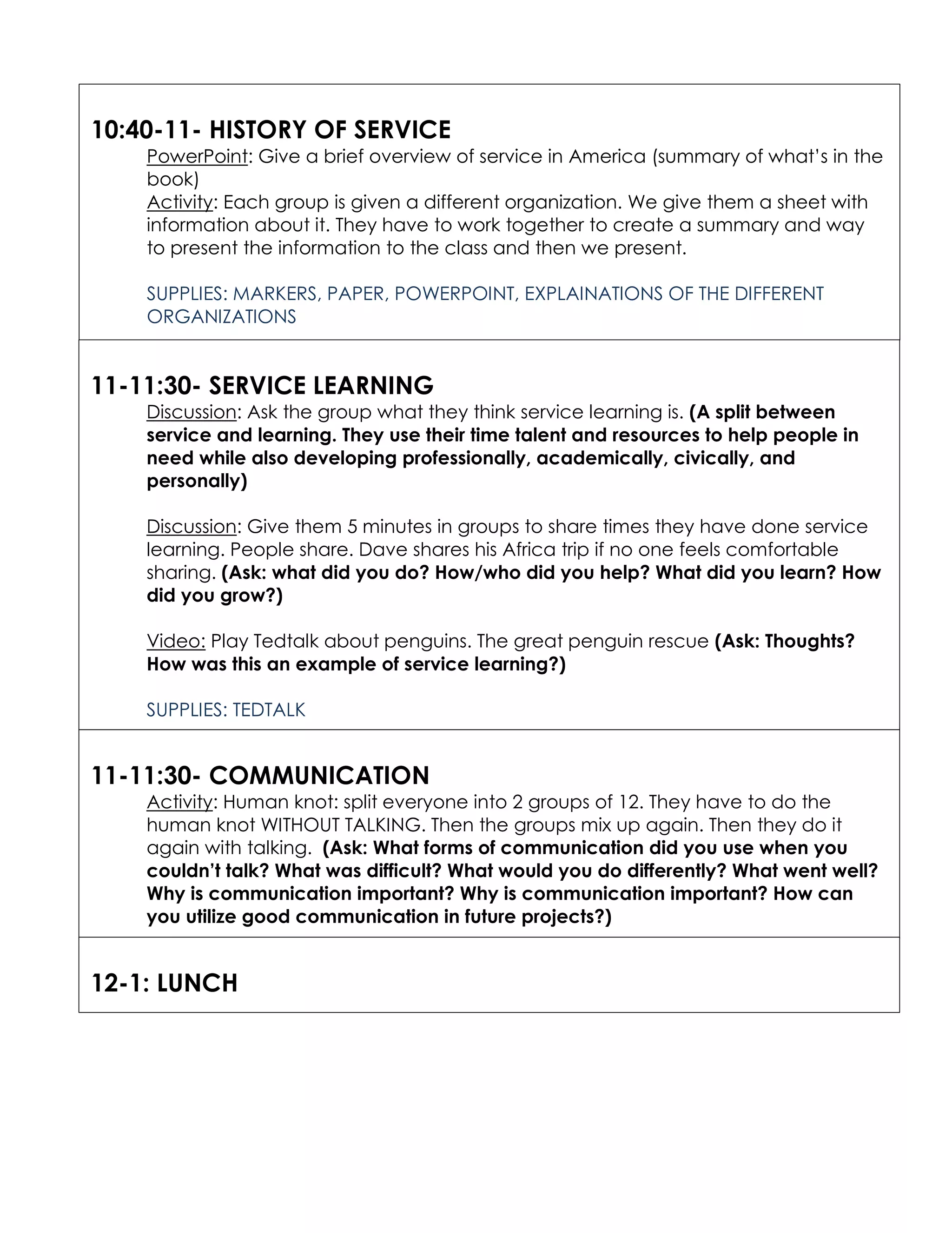 Intern detail schedule | PDF
