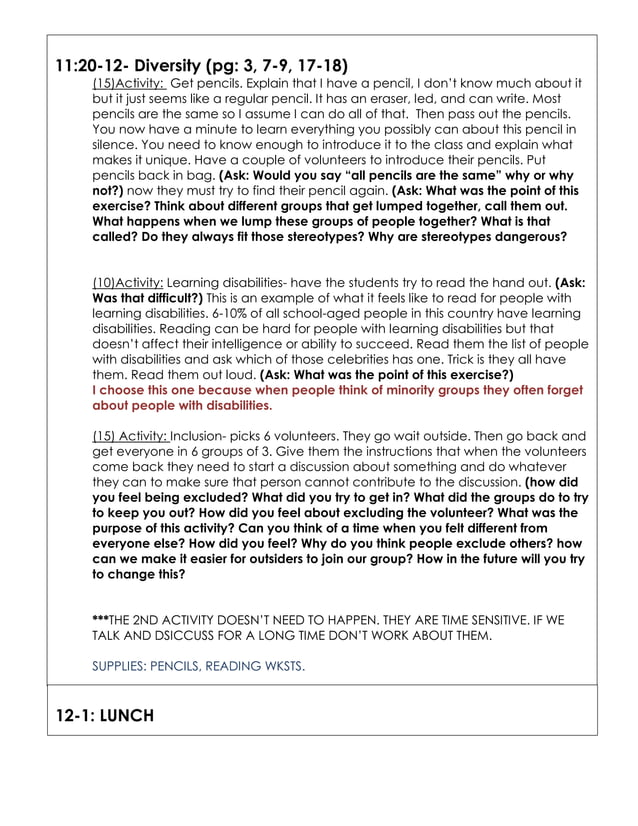 Intern detail schedule | PDF