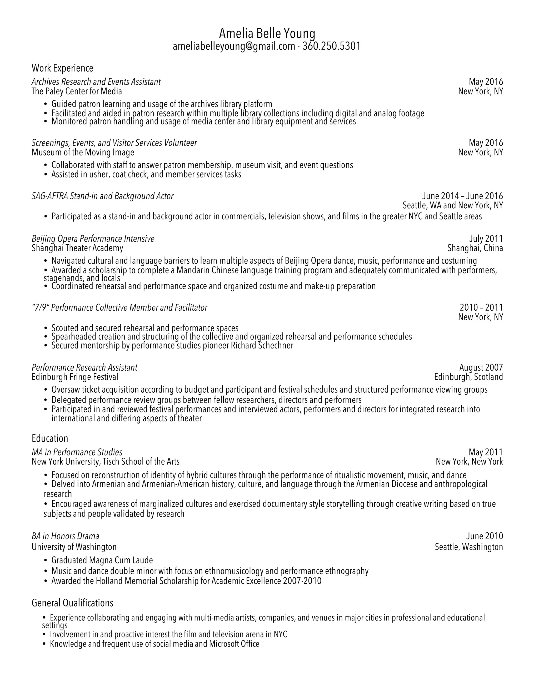 Amelia Belle Young Resume | PDF