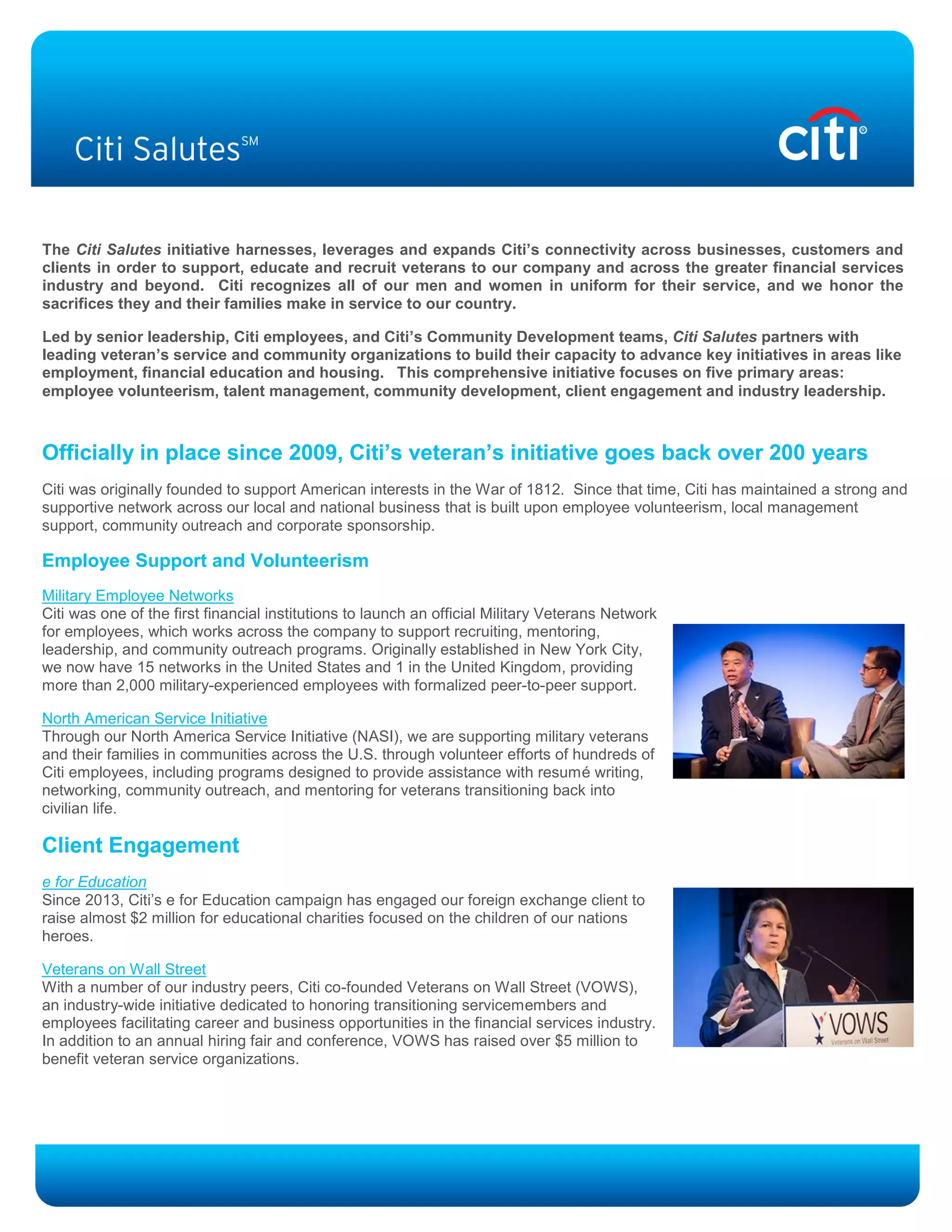 Citi Salutes One Pager | PDF